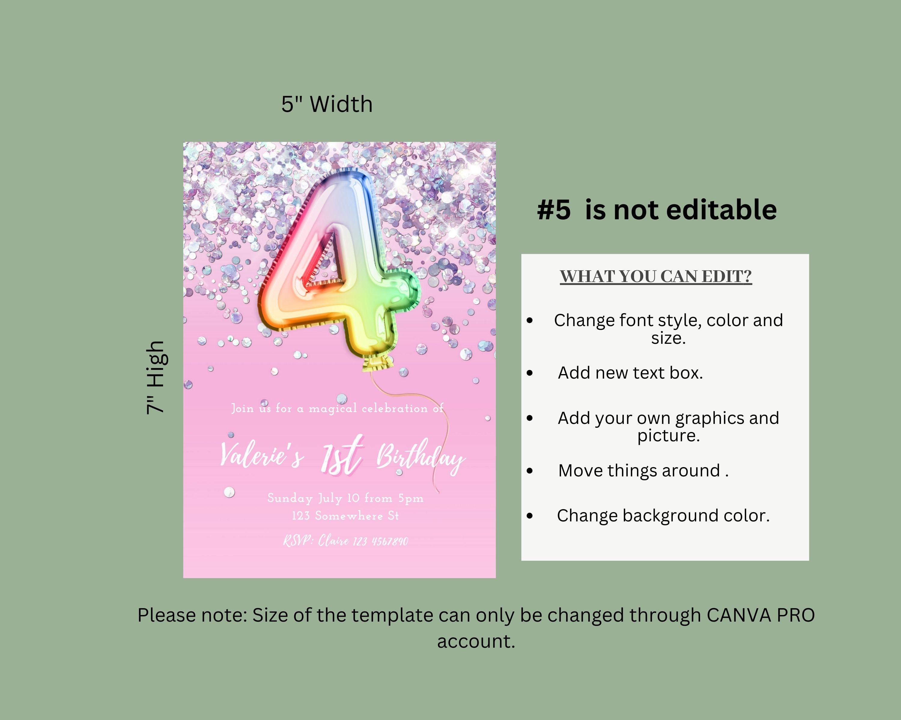 Editable Pink 4th Birthday Invitation Template Printable - Etsy