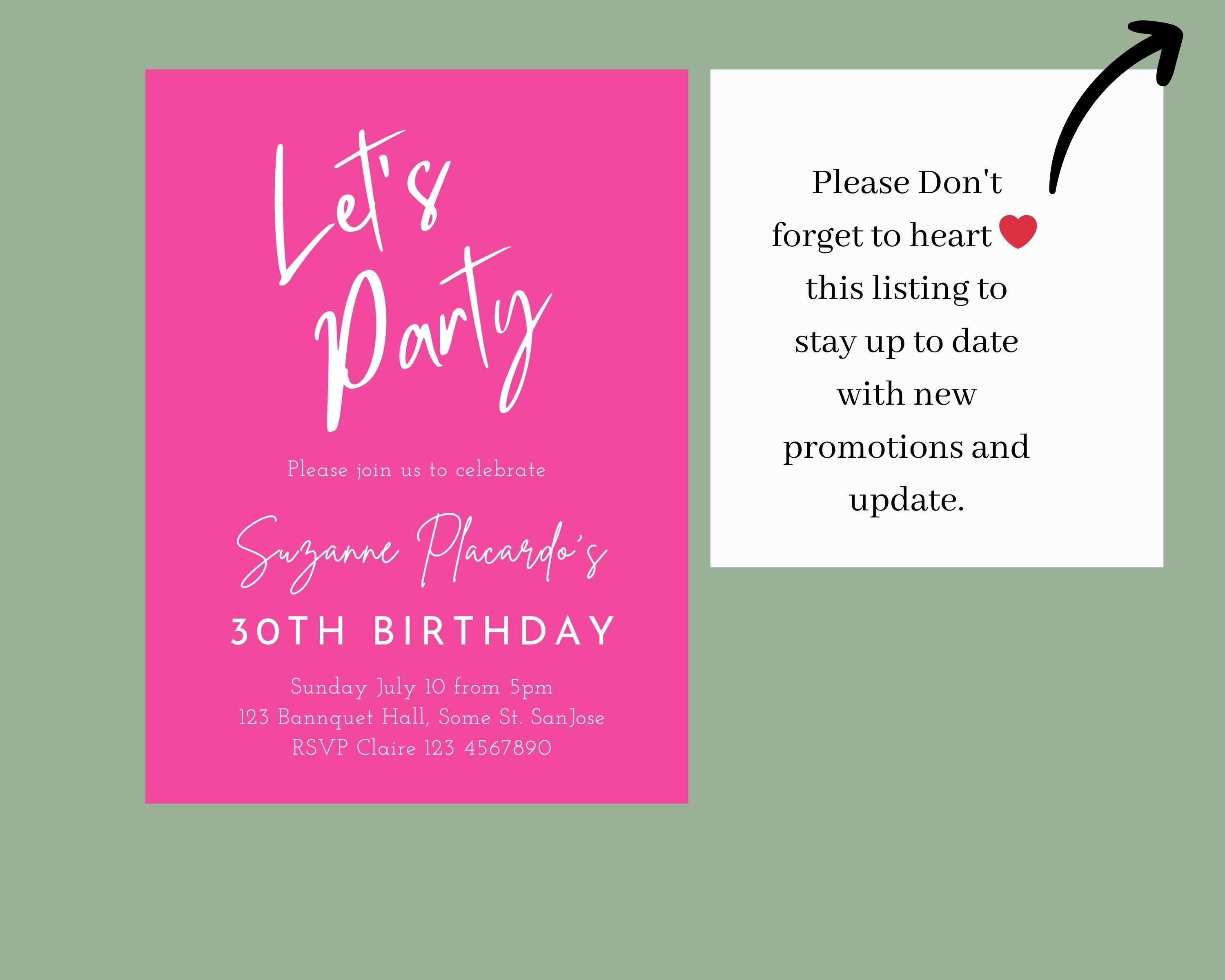 Let's Party Pink Birthday Invitation for Adults or Kids of Any Age ...