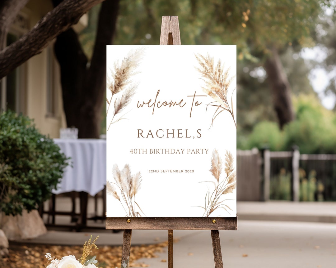 Boho Birthday Welcome Sign Template, Digital Download, Editable ...