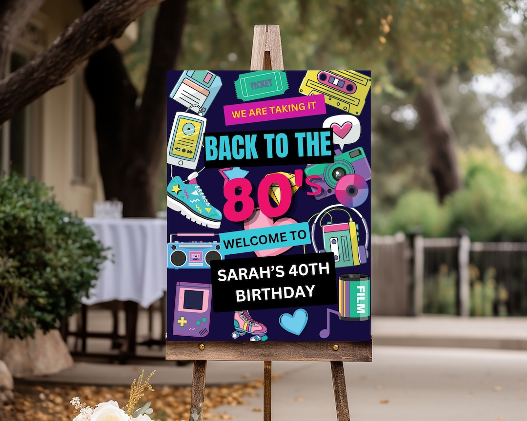 Editable 80s Party Welcome Sign, Back to the 80s, Throwback Party ...