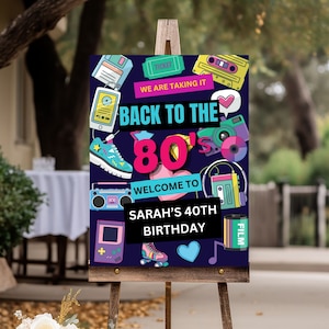 Editable 80s Party Welcome Sign, Back to the 80s, Throwback Party ...