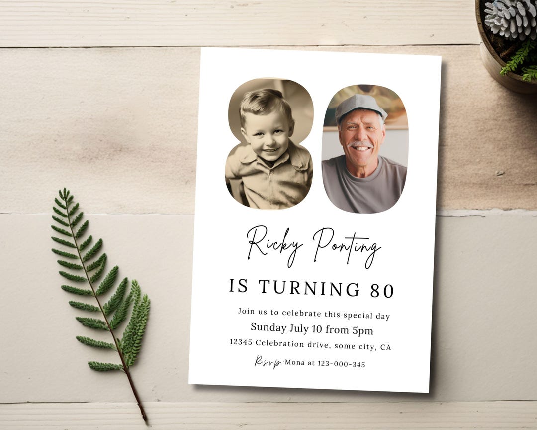 80th Invitation With Photo, Look Who's 80, 80th Birthday Invitation ...