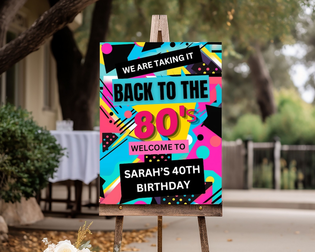 Editable 80s Party Welcome Sign, Back to the 80s, Throwback Party ...