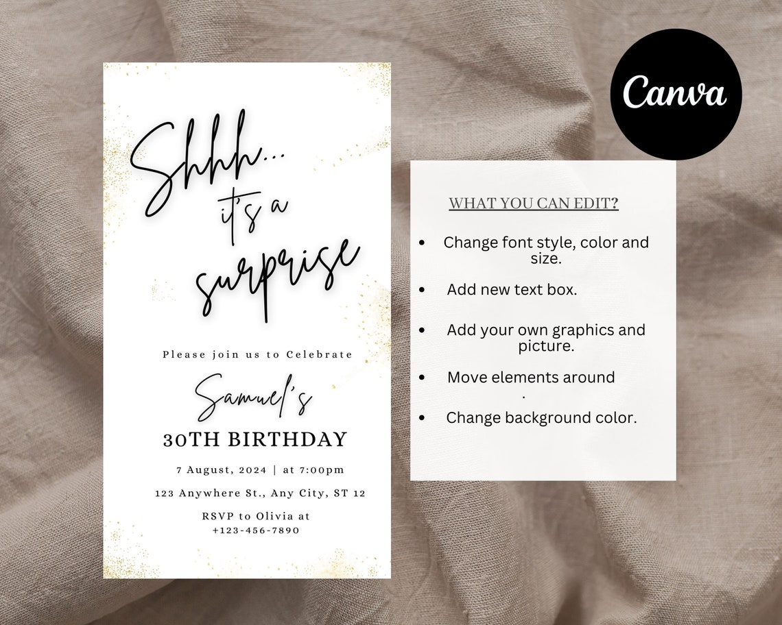 Electronic Surprise Birthday Invitation Template for Men or Women ...