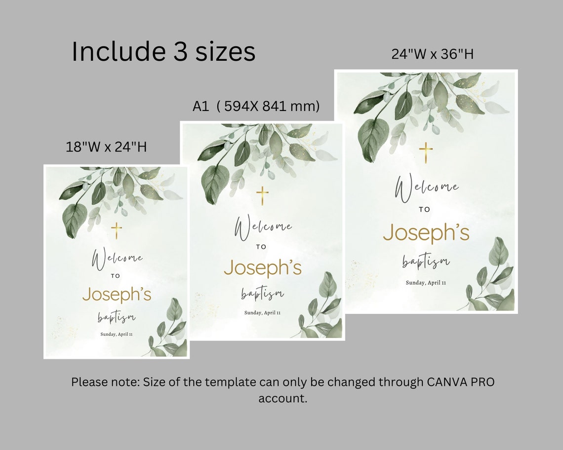 Baptism Welcome Sign for Boy or Girl, Green Eucalyptus Christening ...