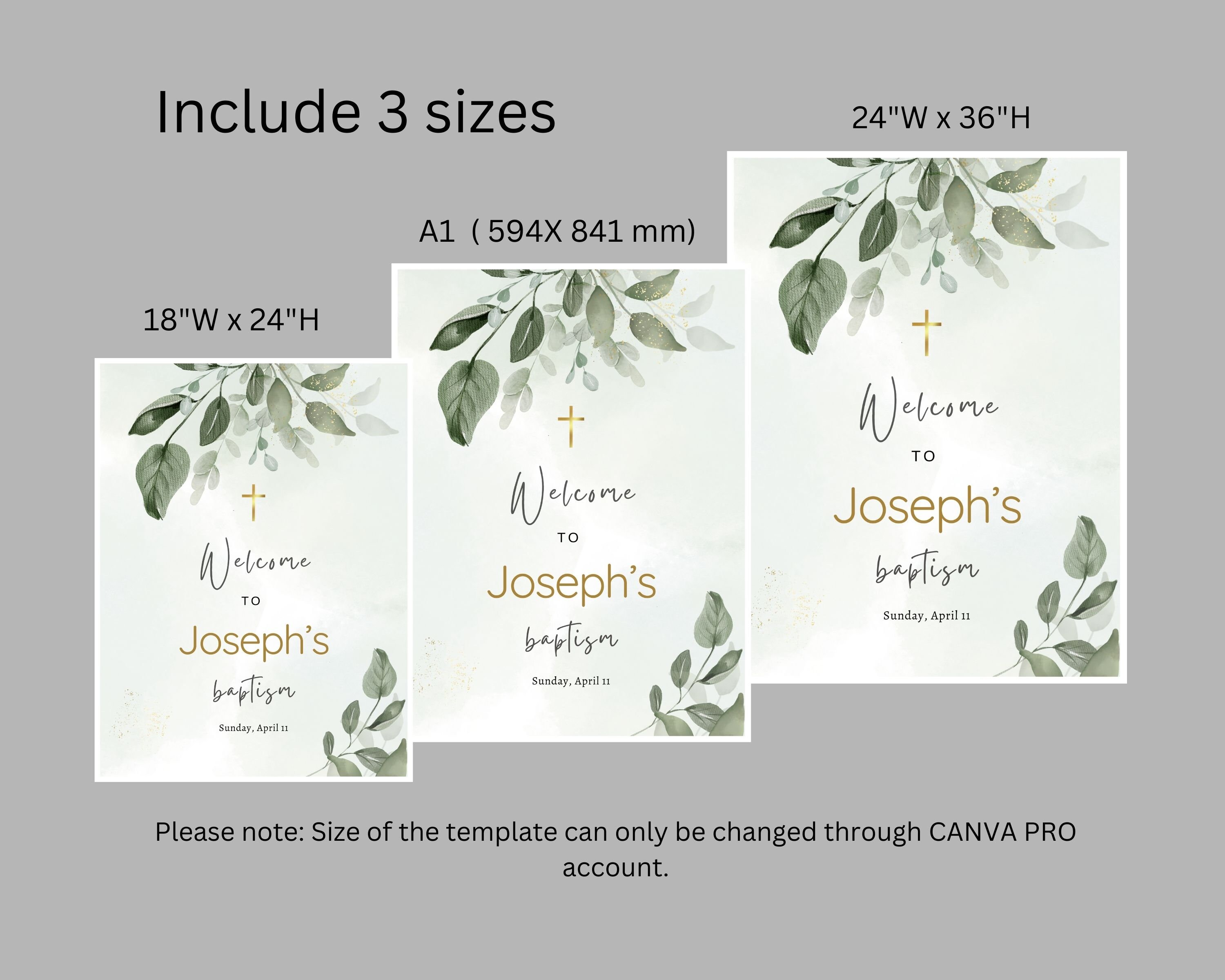 Baptism Welcome Sign for Boy or Girl, Green Eucalyptus Christening ...