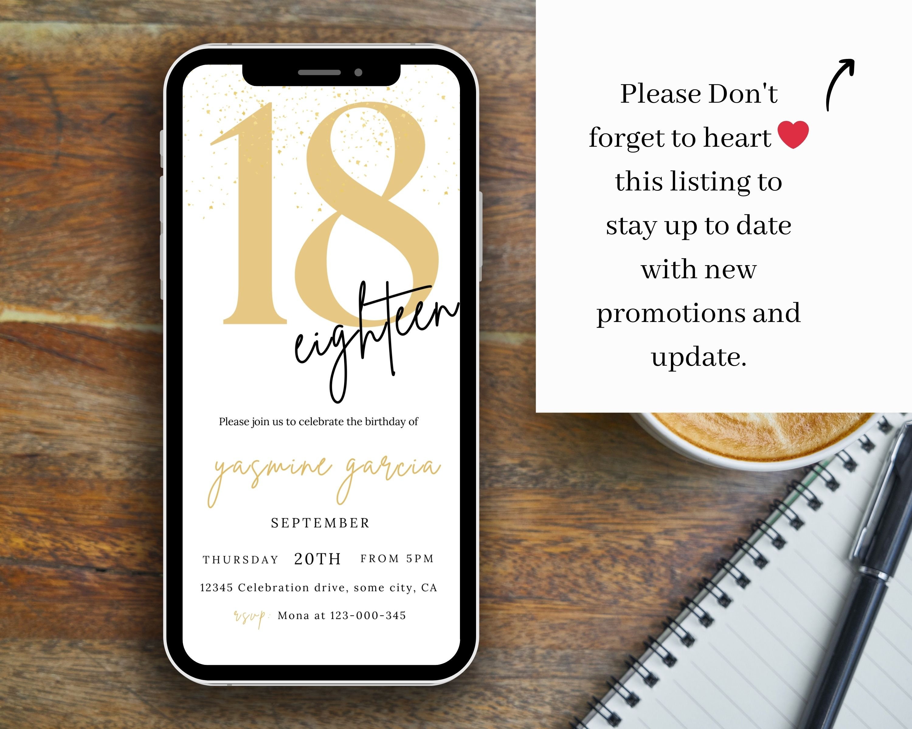 Digital 18th Birthday Invitation Boy/girl, 18th Birthday Invite for Her ...