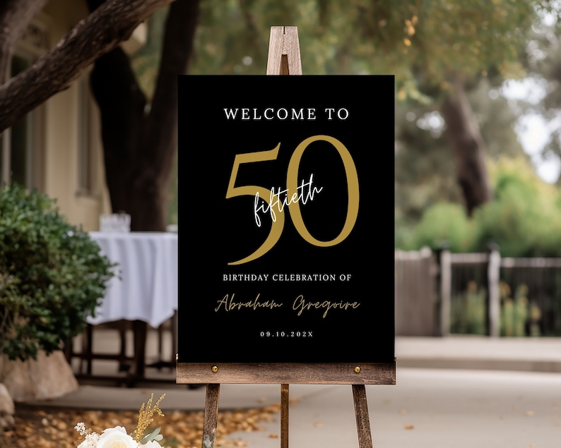 50th Birthday Welcome Sign for Men, Digital Download, Party Banner for ...