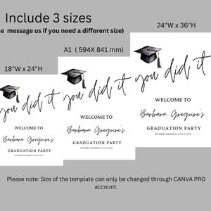 Graduation Welcome Sign Template,modern & Minimalistic, Editable and ...