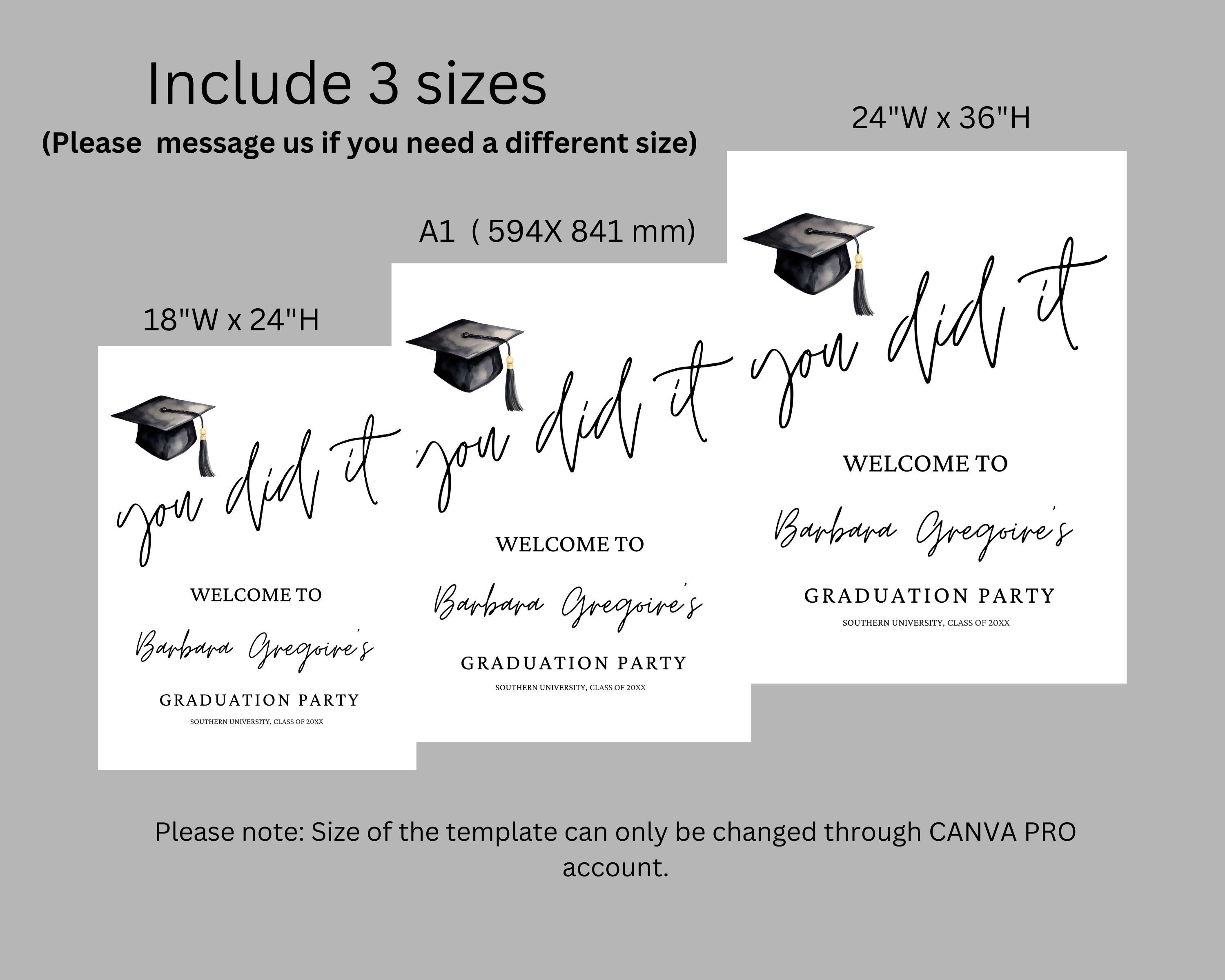 Graduation Welcome Sign Template,modern & Minimalistic, Editable and ...