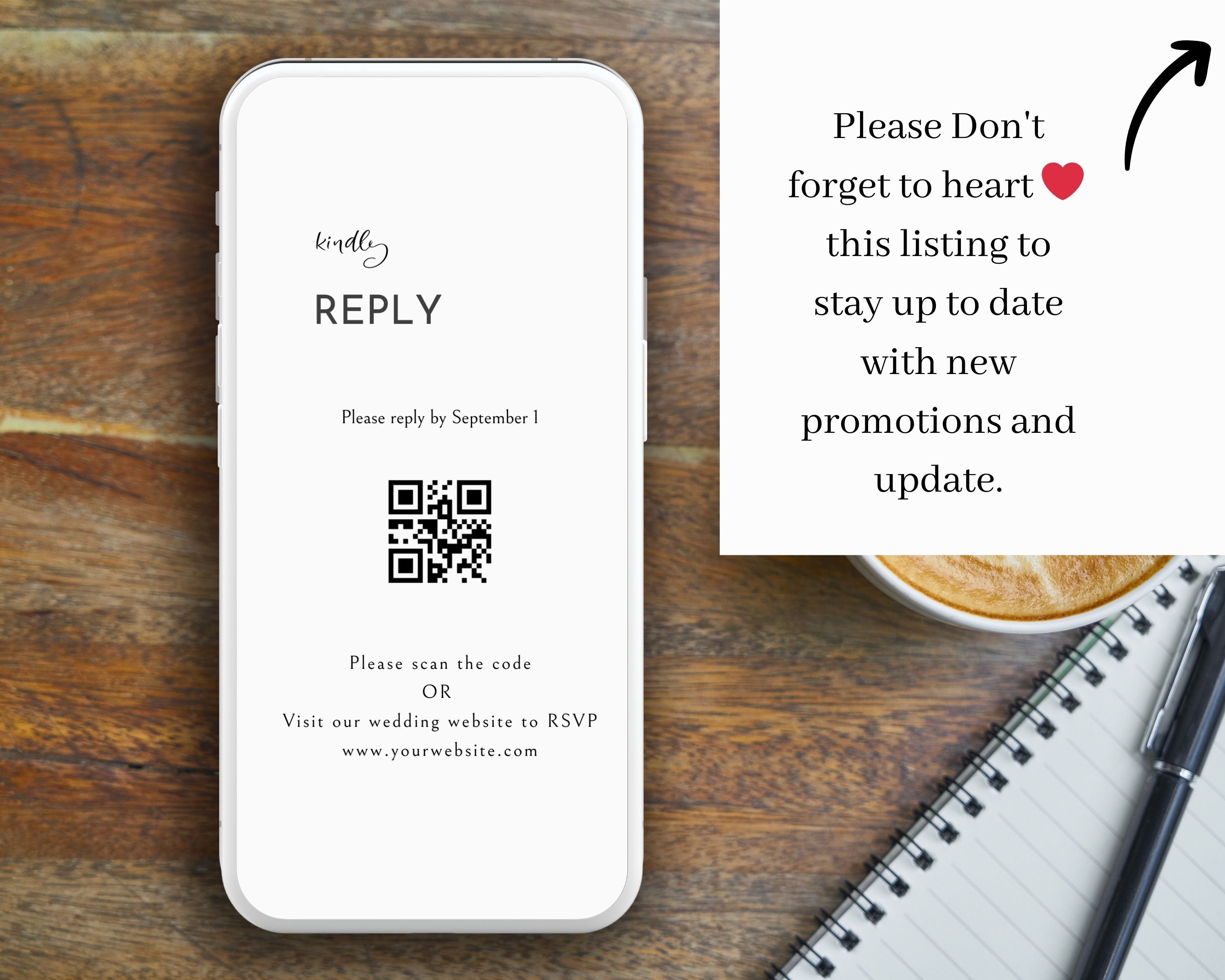 Electronic Wedding Invitation QR Code RSVP & Details Set, Minimalist ...