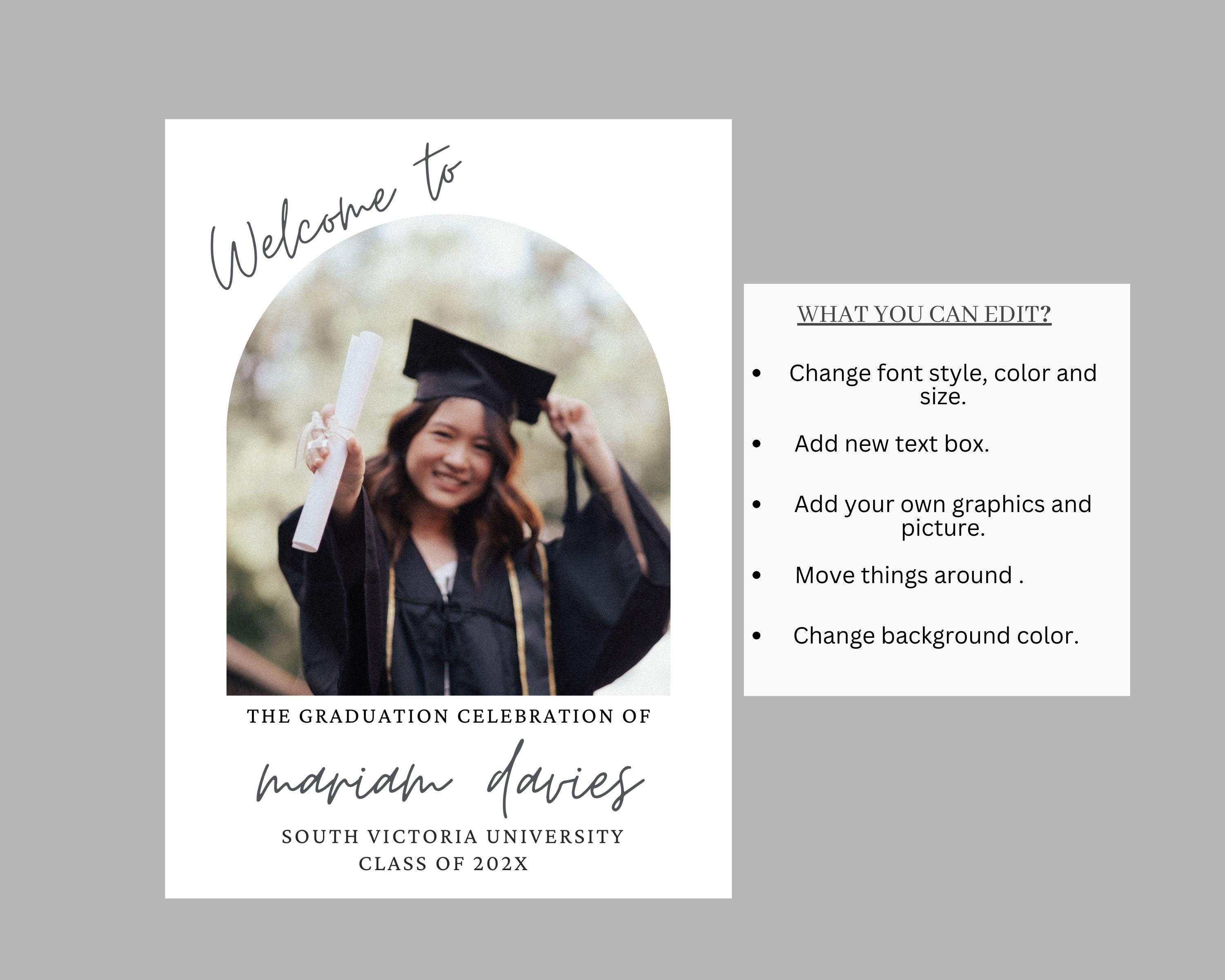 Graduation Welcome Sign Template With Picture,digital Download ...