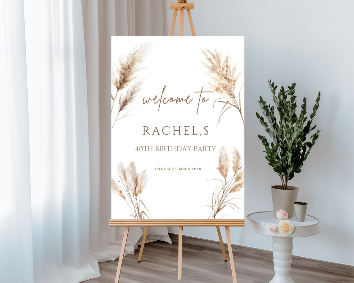 Boho Birthday Welcome Sign Template, Digital Download, Editable ...