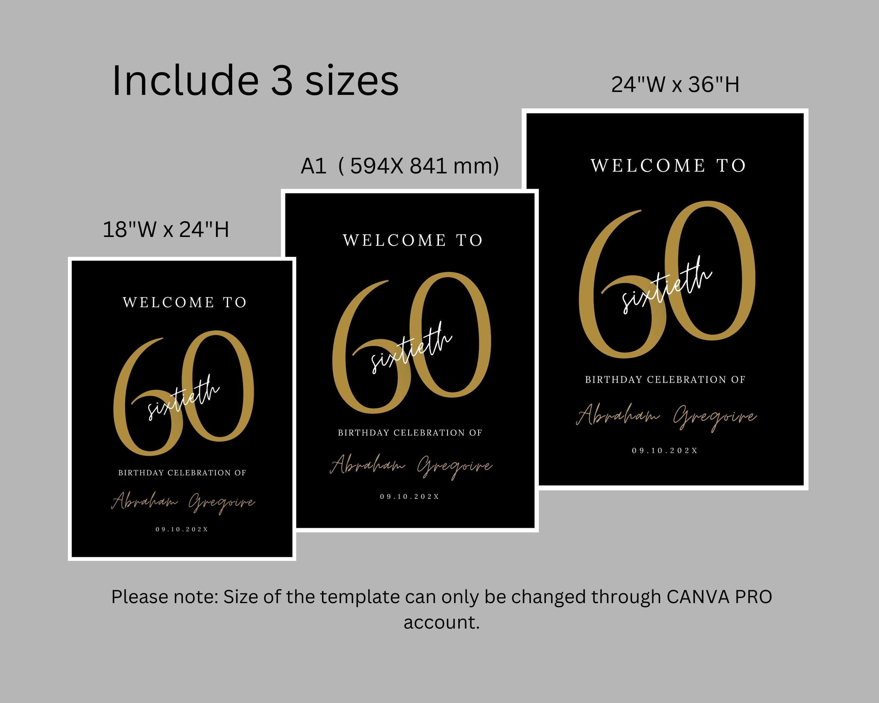 60th Birthday Welcome Sign for Men, Digital Download, Party Banner for ...