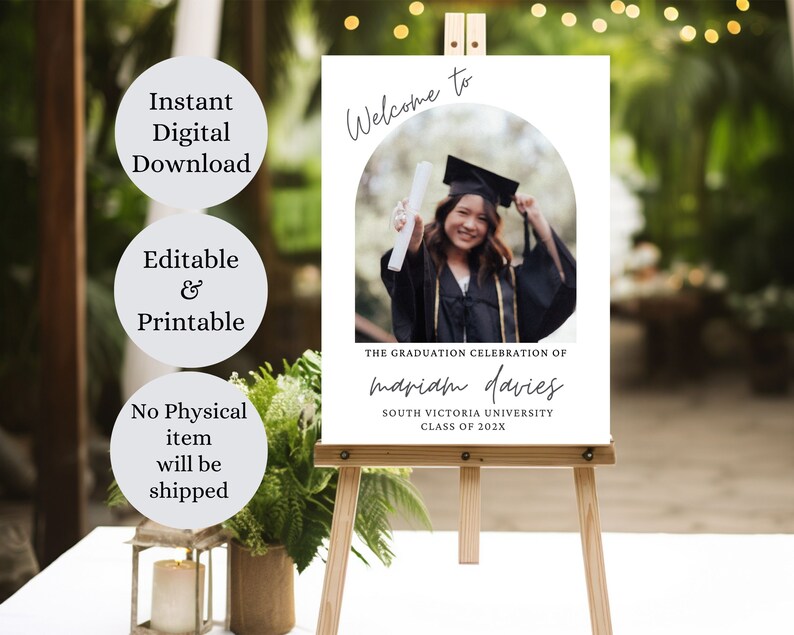 Graduation Welcome Sign Template With Picture,digital Download ...