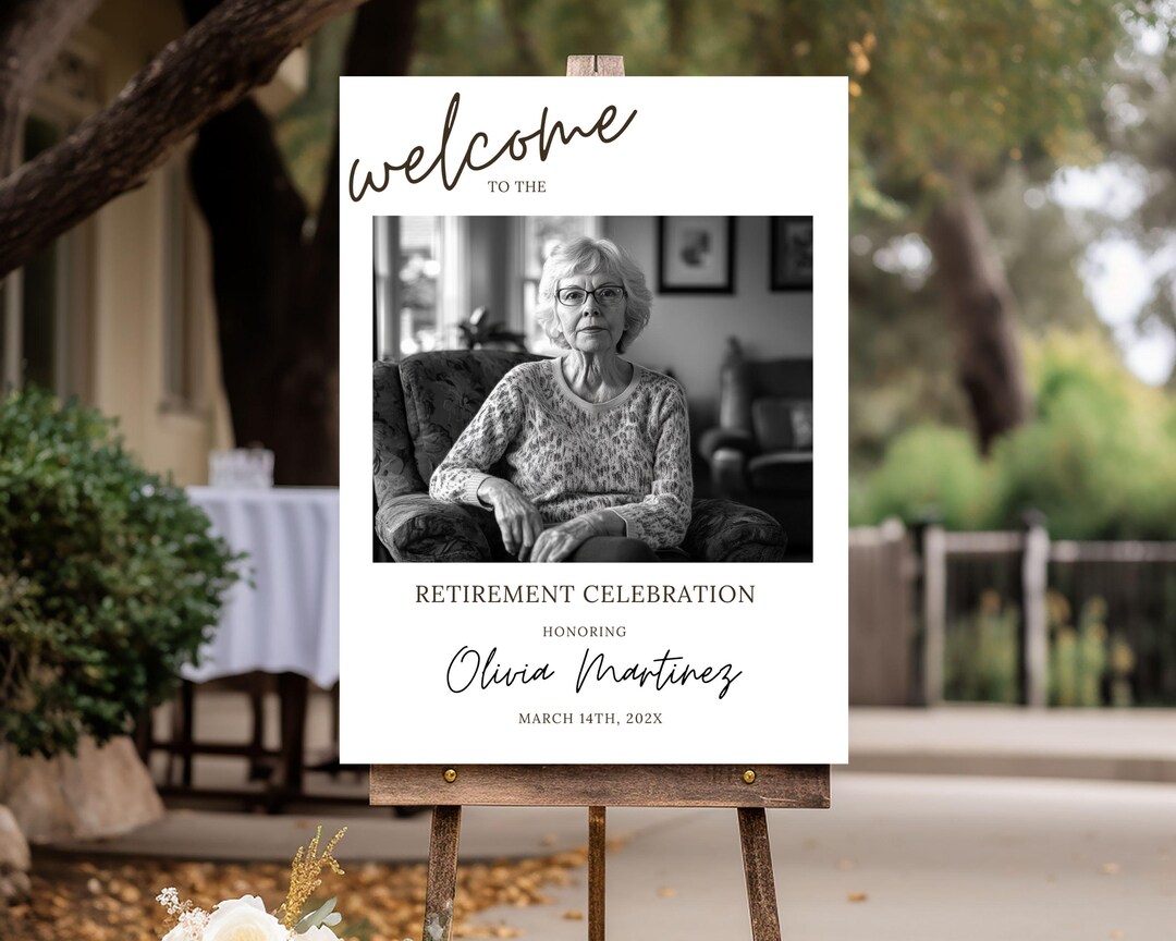 Retirement Welcome Sign With Photo, Editable Canva Template (digital ...
