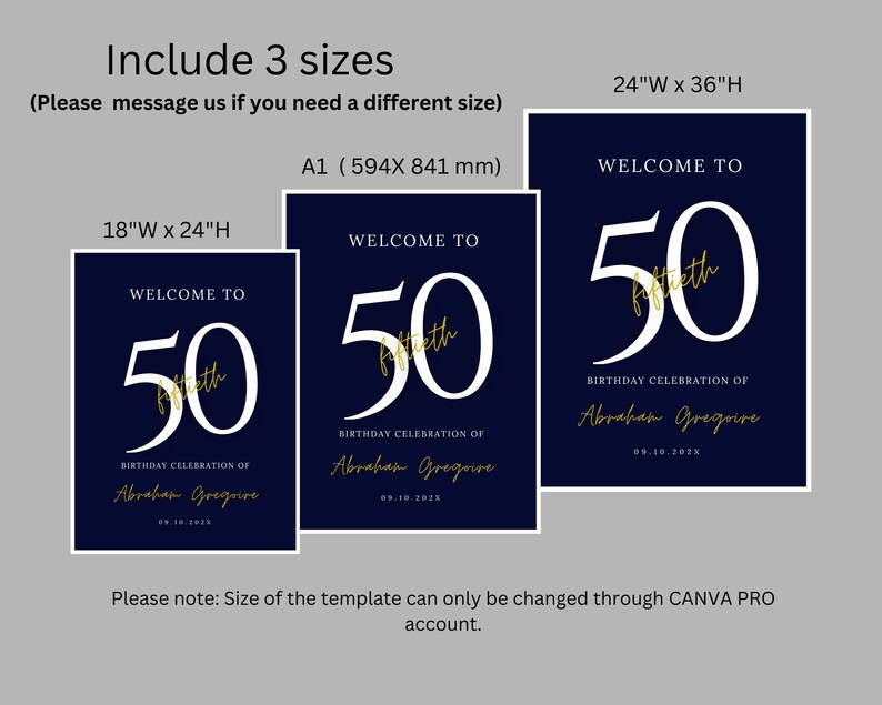 50th Birthday Welcome Sign for Men, Digital Download, Party Banner for ...