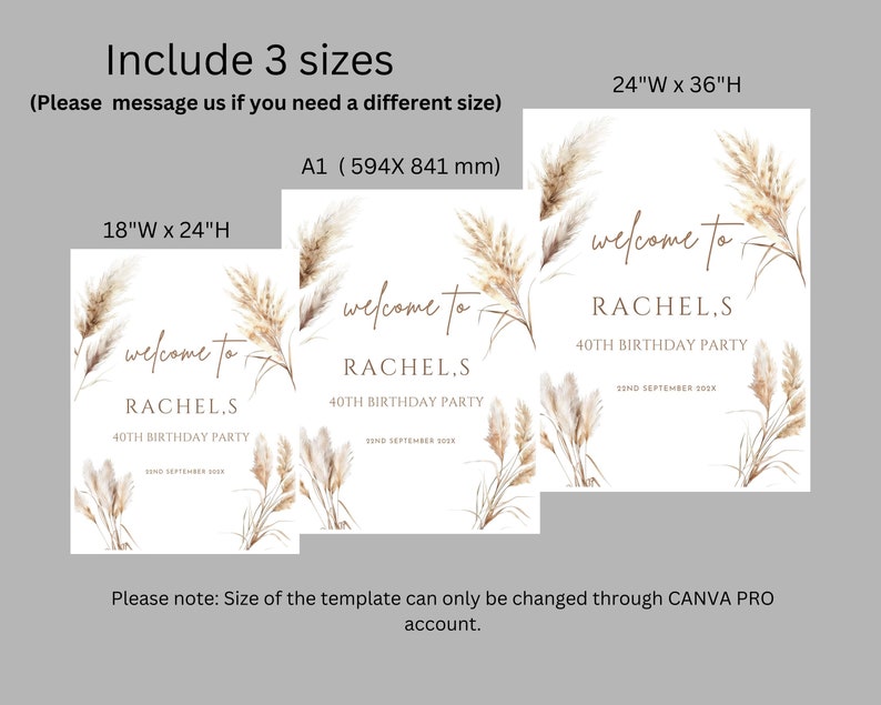 Boho Birthday Welcome Sign Template, Digital Download, Editable ...