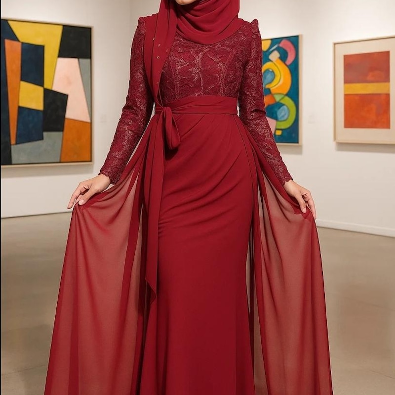 Islamic Long Sleeve Dress - Etsy