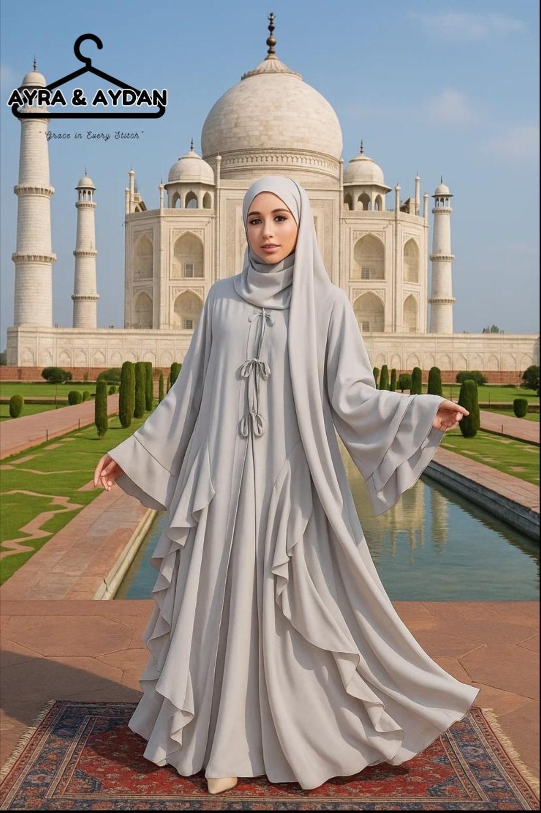 Chiffon Outer Abaya Set With Shawl | Modest Muslim Wear | Adjustable ...