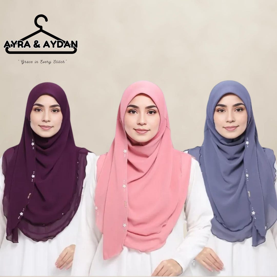 2-layer Instant Hijab | Fits XL, XXL | Neatly Stitched Edges | Slip on ...