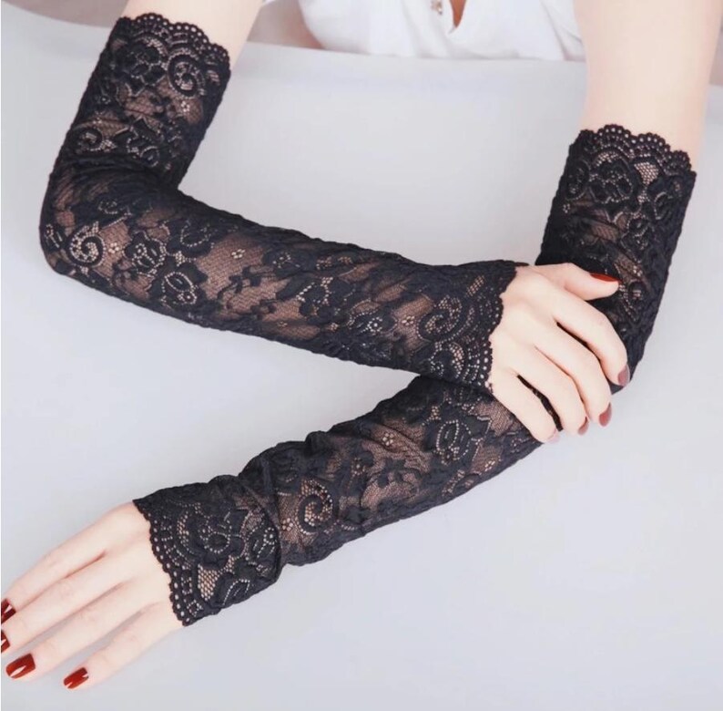 Lace Arm Sleeves | UV Sun Protection Fingerless Gloves | Cottagecore ...