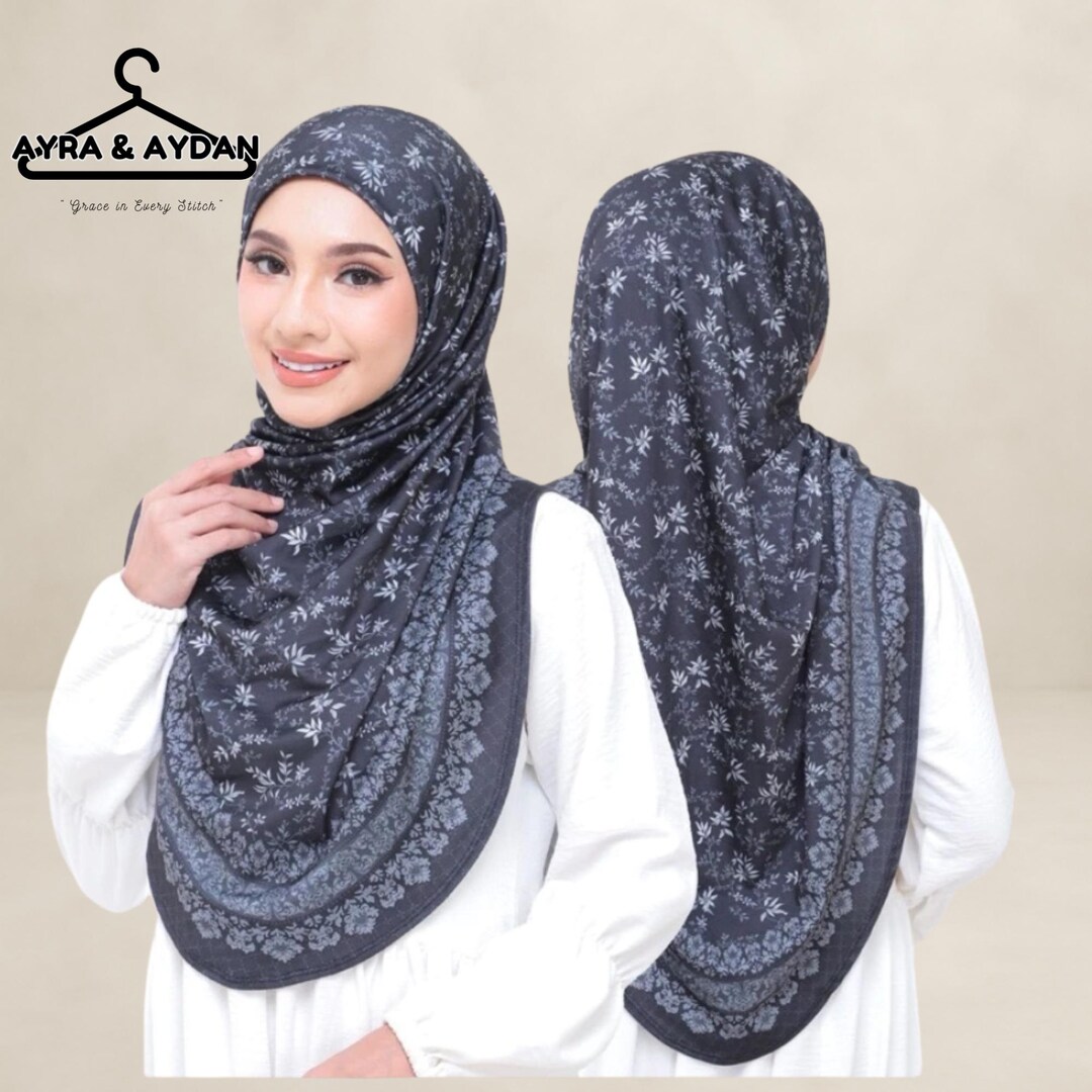 Printed Twist Instant Hijab | Fits XL, XXL | Neatly Stitched Edges ...