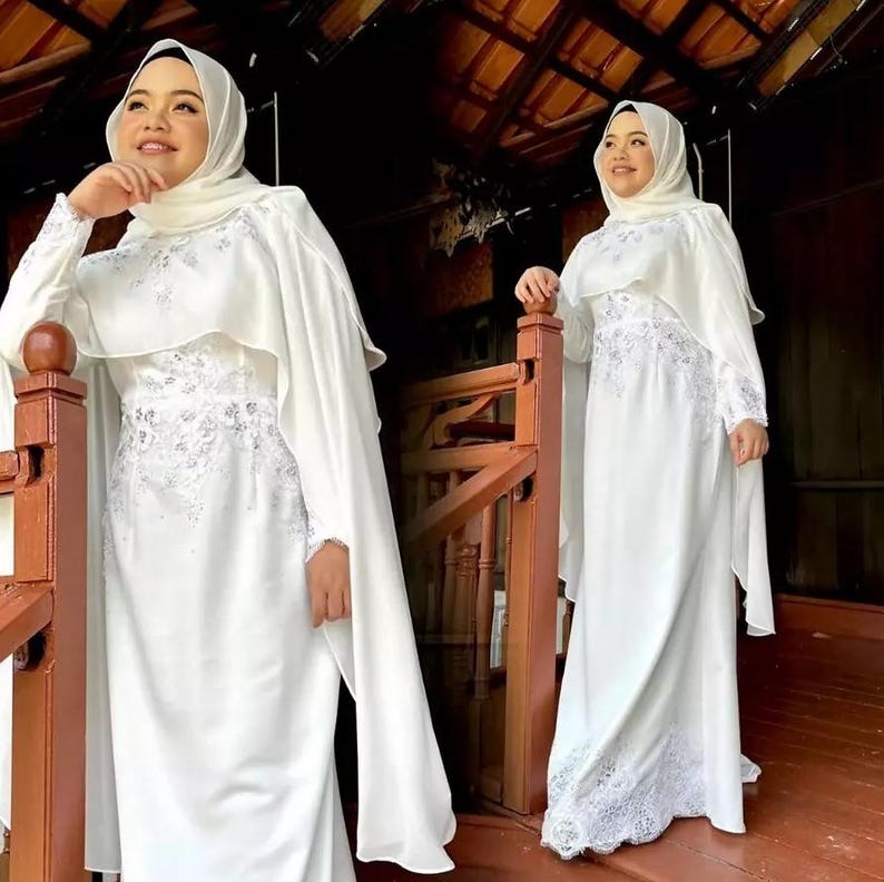 Gorgeous Off-white Muslimah Wedding Dress – Nikah Gown With Modest ...