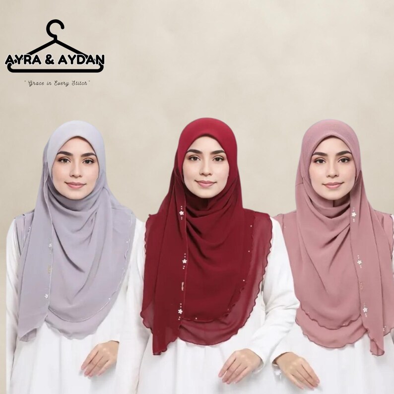 2-layer Instant Hijab | Fits XL, XXL | Neatly Stitched Edges | Slip on ...