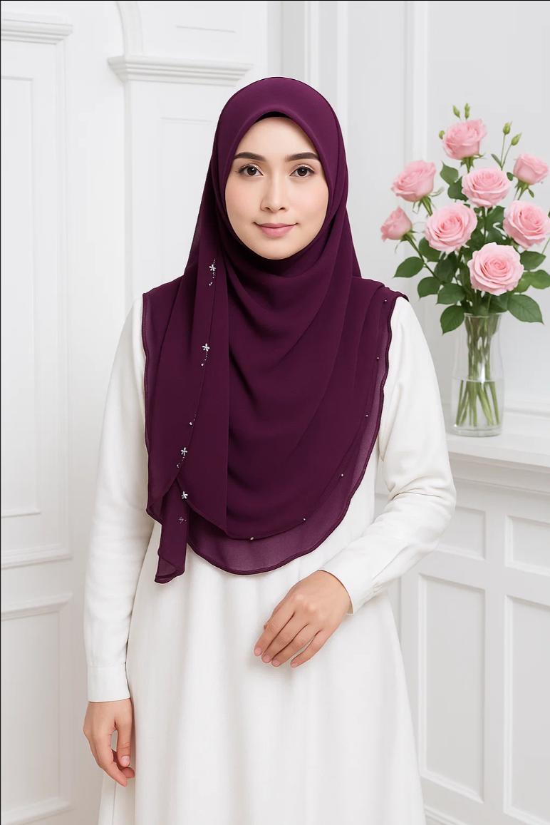 2-layer Instant Hijab | Fits XL, XXL | Neatly Stitched Edges | Slip on ...