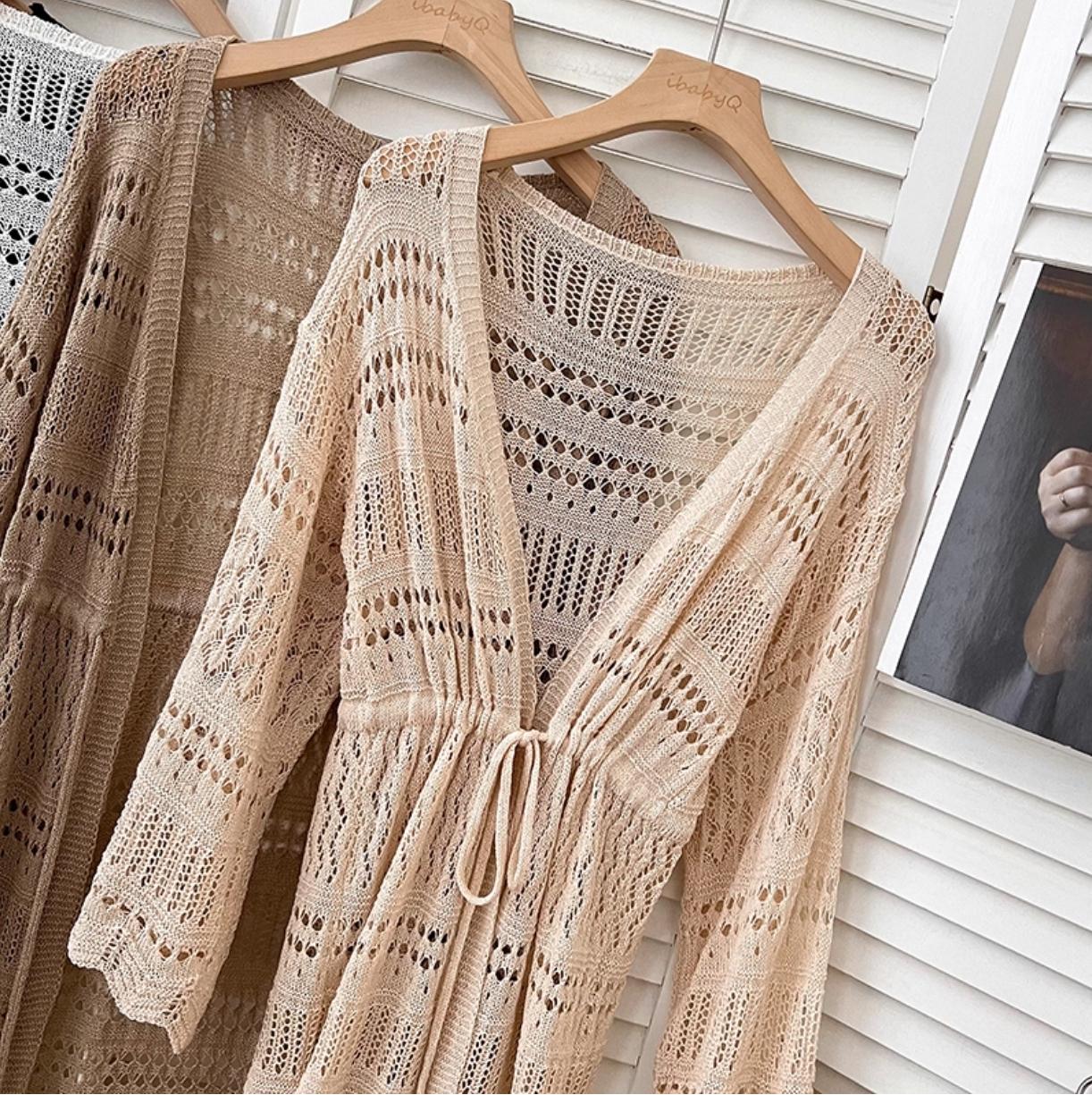 Bohemian Lace Knit Cardigan, Long Open-knit Duster, Summer Beach Cover ...