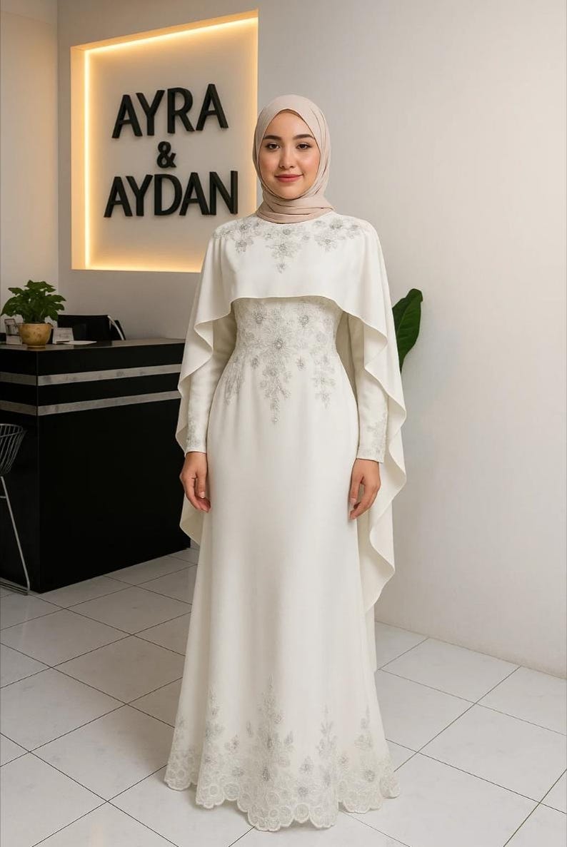 Gorgeous Off-white Muslimah Wedding Dress – Nikah Gown With Modest ...