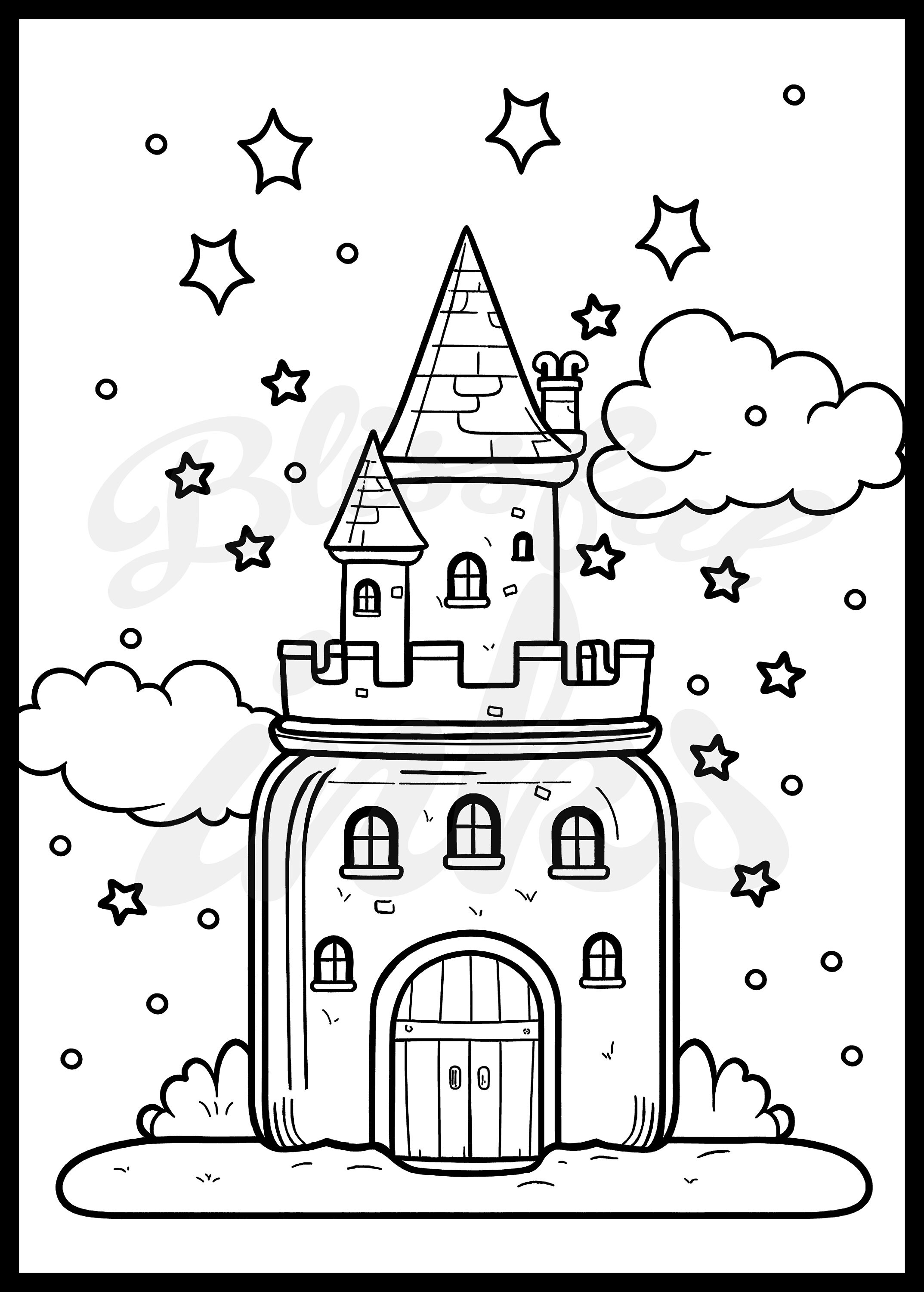 Kids' Castle Coloring Pages Set: Downloadable PDF Files, 16 Pages ...