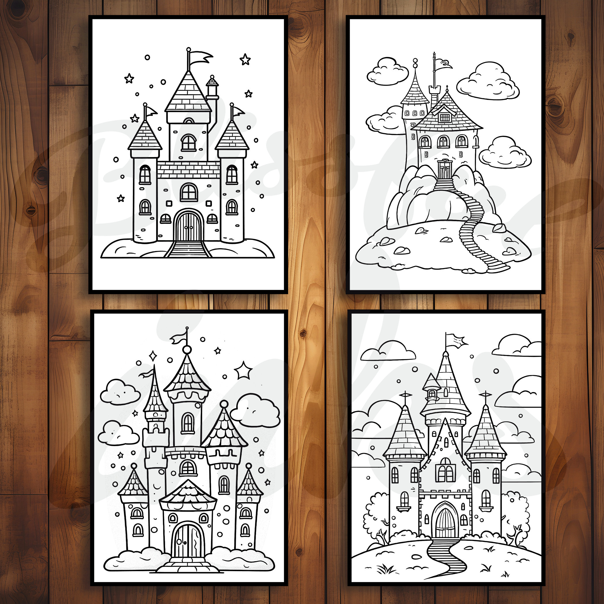 Kids' Castle Coloring Pages Set: Downloadable PDF Files, 16 Pages ...