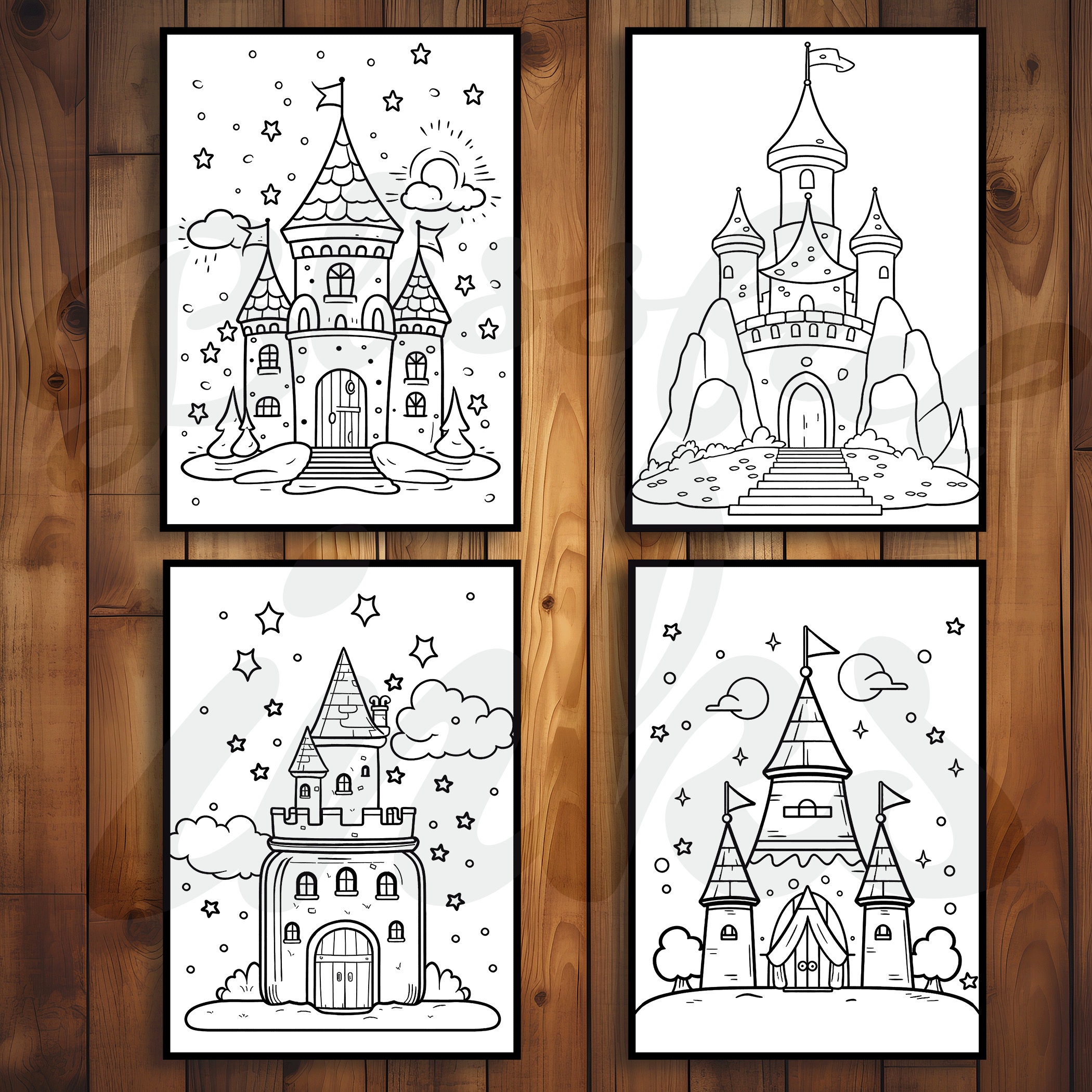 Kids' Castle Coloring Pages Set: Downloadable PDF Files, 16 Pages ...