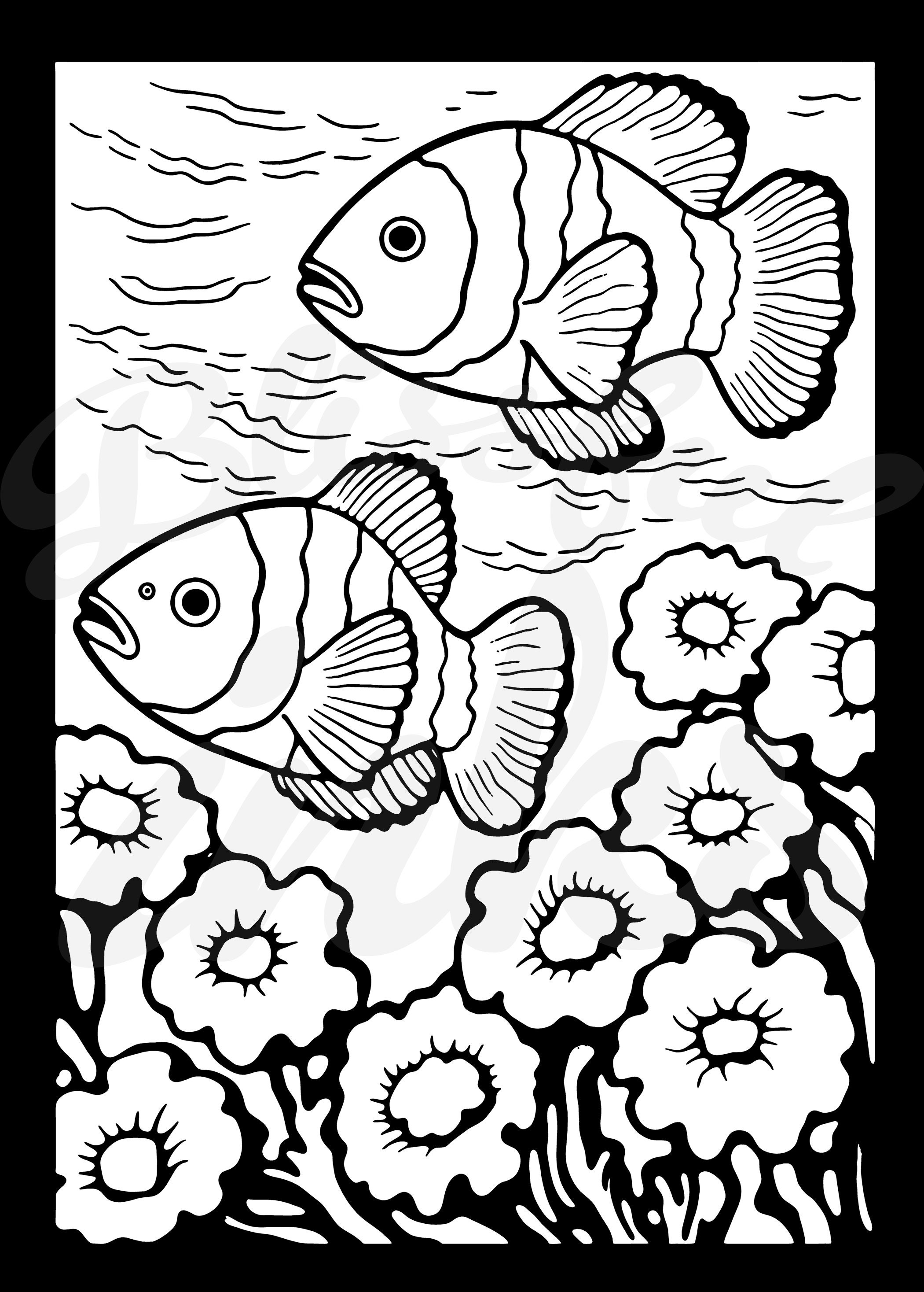 Adult Fish Coloring Pages Set of 16 Printable Ocean Animals - Etsy