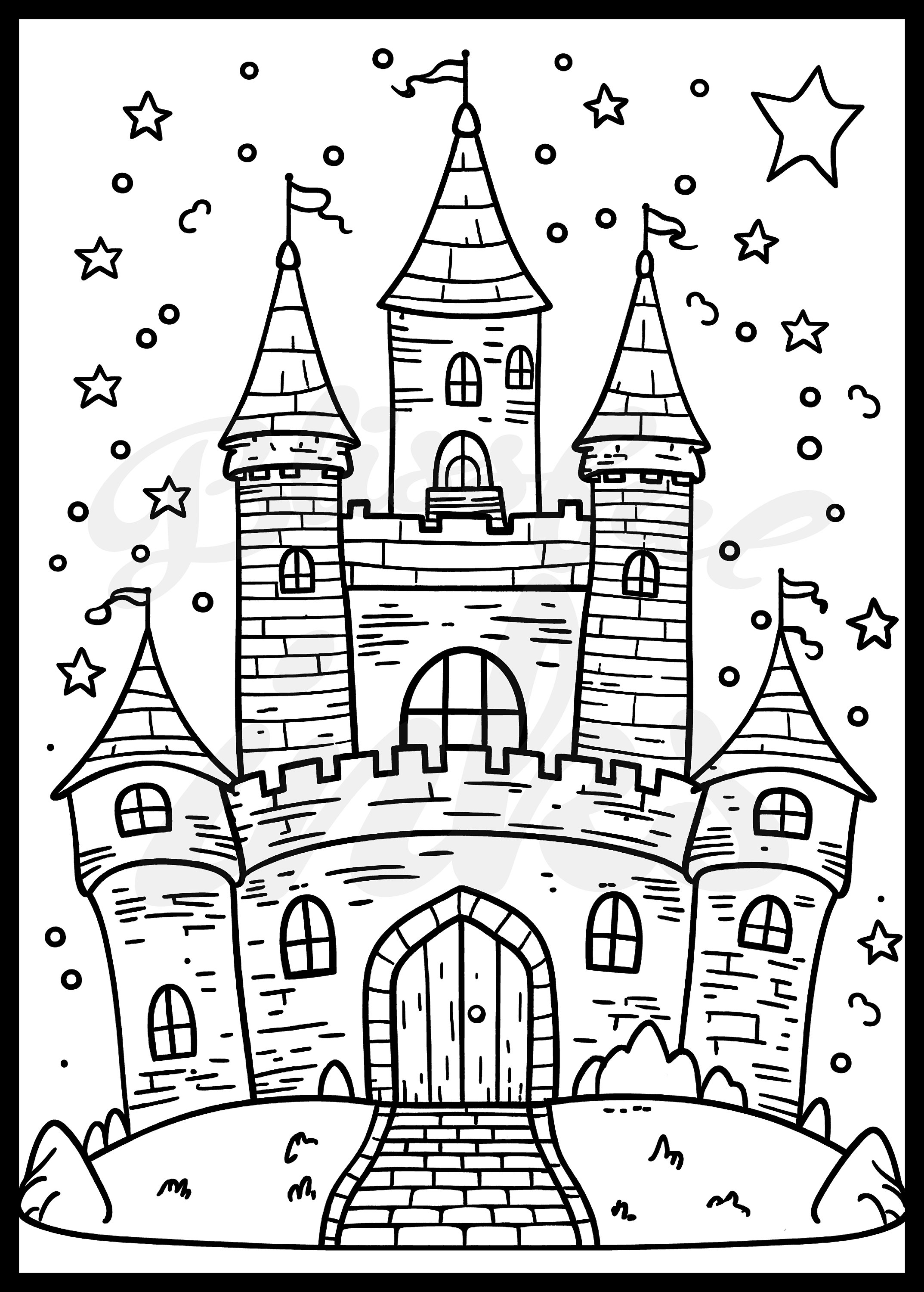 Kids' Castle Coloring Pages Set: Downloadable PDF Files, 16 Pages ...