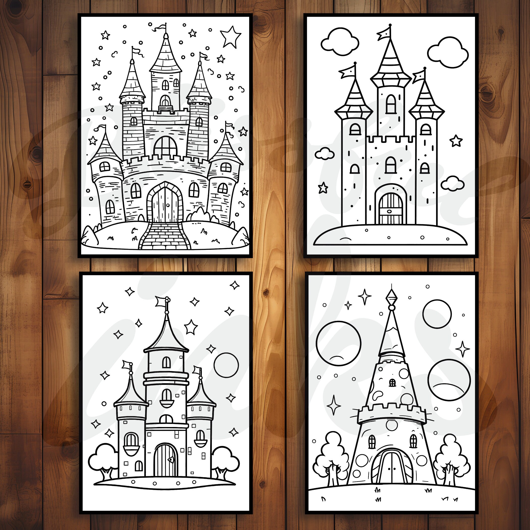 Kids' Castle Coloring Pages Set: Downloadable PDF Files, 16 Pages ...