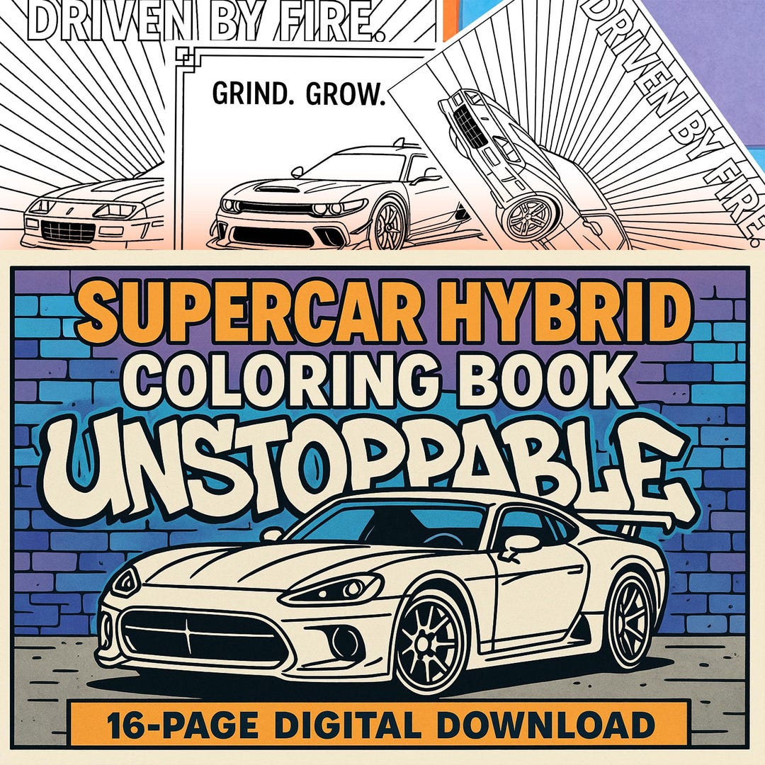 Supercar & Muscle Car Coloring Book: 16-page Printable A4 (PDF) - Etsy