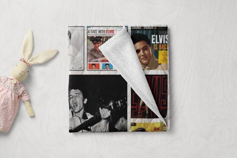 Retro Elvis Collage Blanket - Vintage Rock Music Quilt - Elvispresley ...