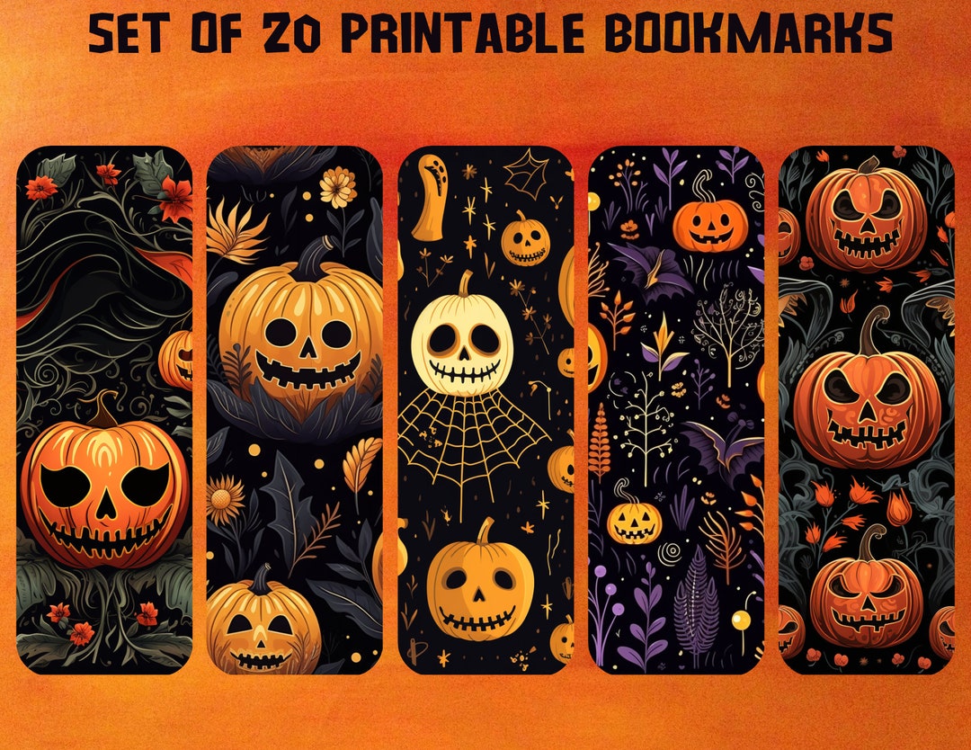 Set of 20 Printable Bookmarks-halloween Theme - Etsy