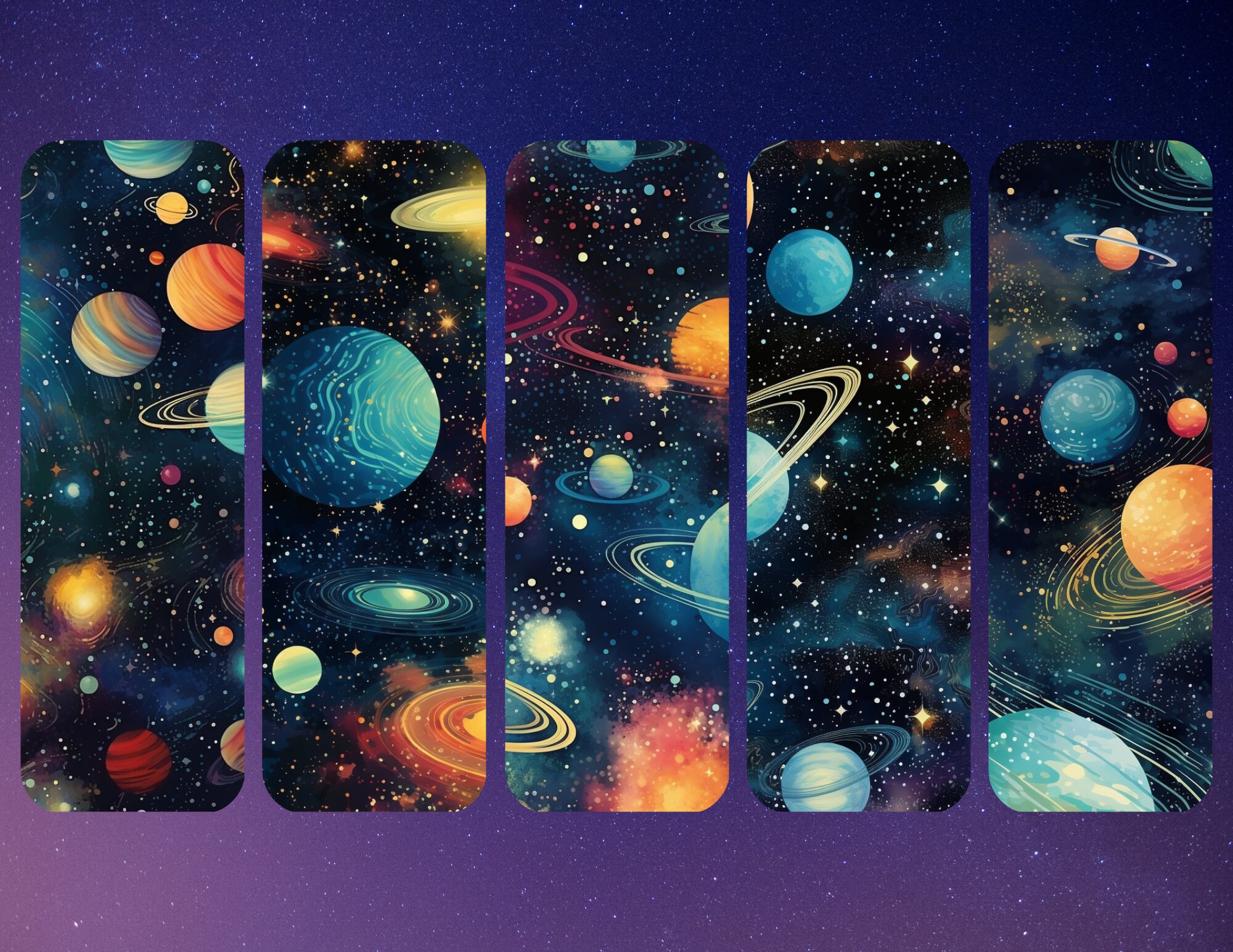 Set of 20 Printable Bookmarks-space Theme - Etsy