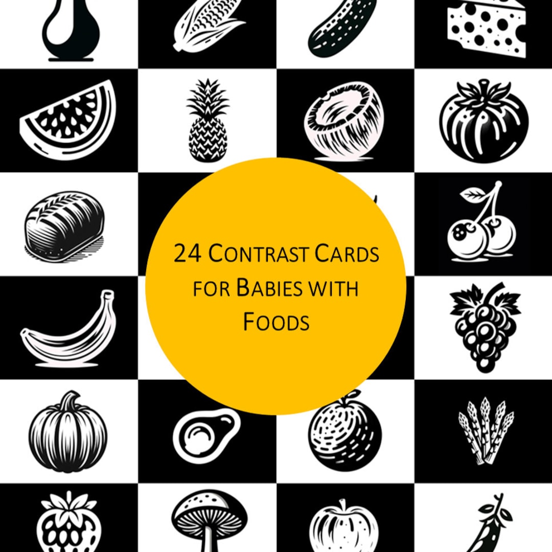 High Contrast Baby Flashcards – First Foods – Black and White Baby ...