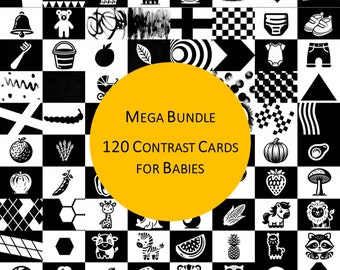 Black & White Baby Sensory Cards High Contrast Printable Montessori ...