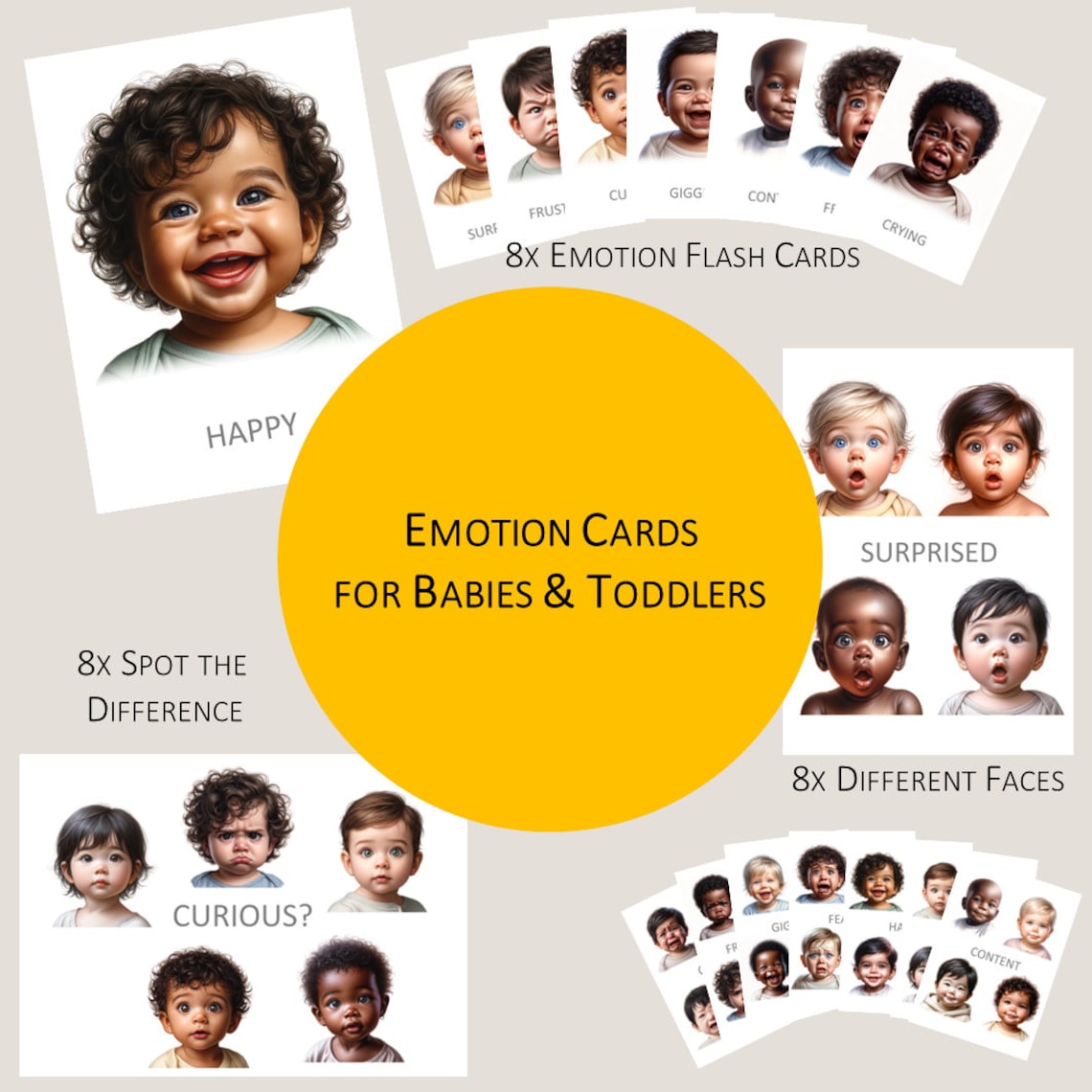 Emotion Cards for Babies and Toddlers | Real Baby Faces | Feelings ...