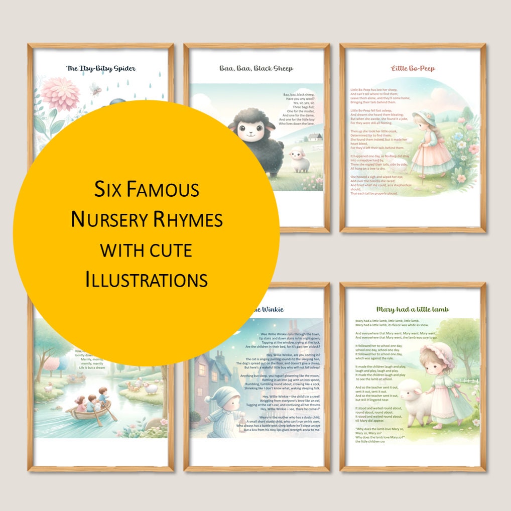 Nursery Rhymes | Baby Room Decor | Pastel Watercolor Illustrations ...