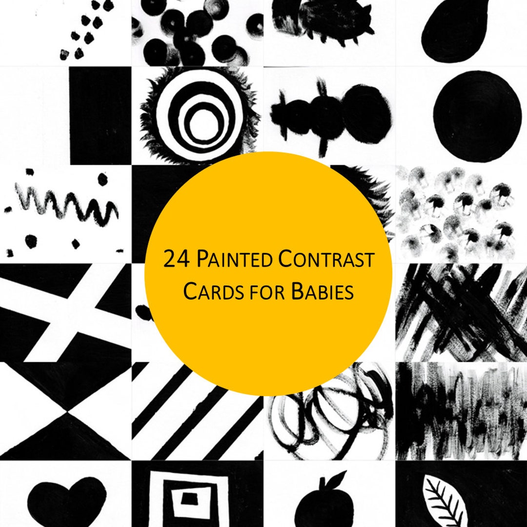 High Contrast Baby Flashcards – Hand Painted – Black and White Baby ...