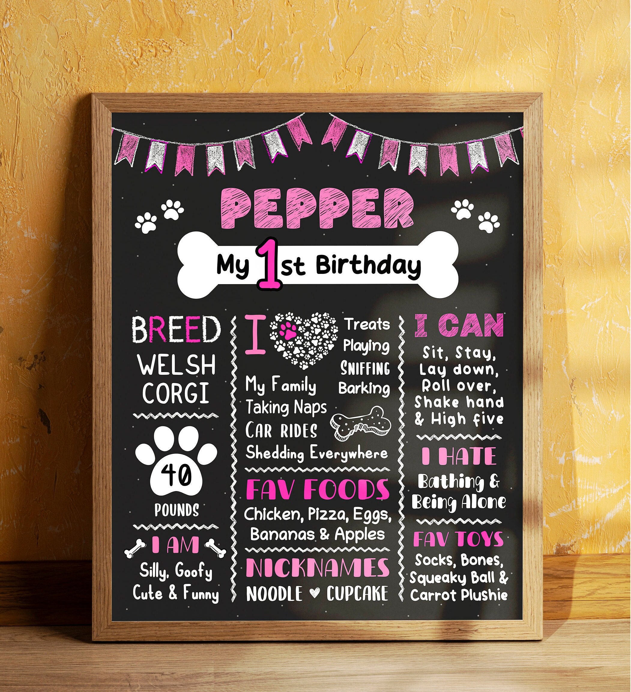 Personalized Dog Birthday Milestone Sign 1st Birthday Chalkboard for ...