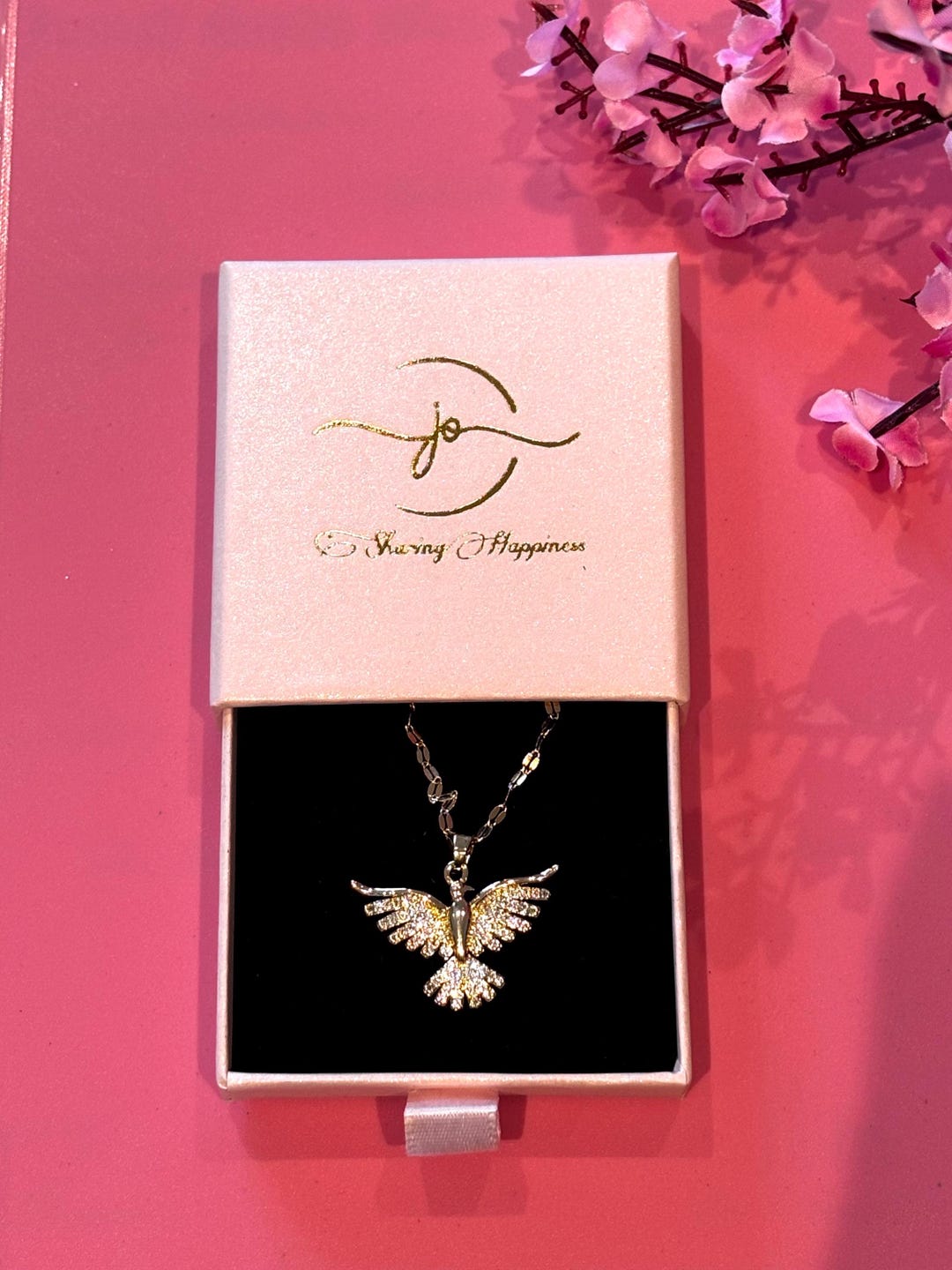 Gold Phoenix Necklace, Phoenix Pendant Necklace, Rhinestone Pendant ...