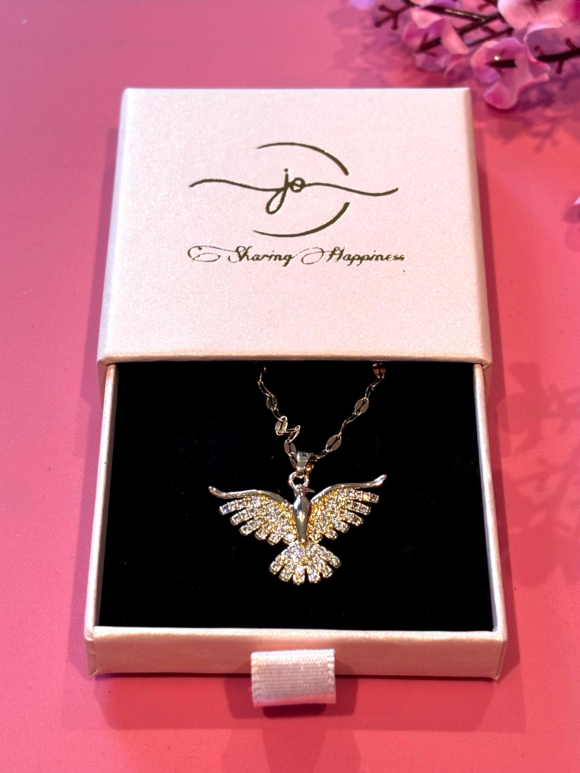 Gold Phoenix Necklace, Phoenix Pendant Necklace, Rhinestone Pendant ...